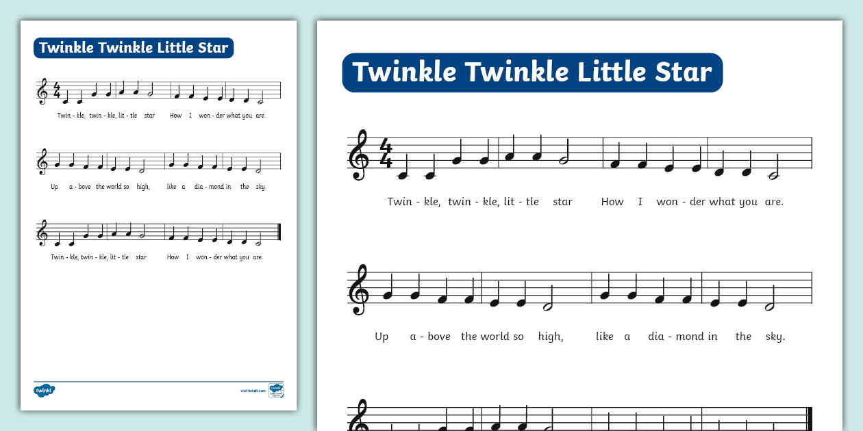 Twinkle Twinkle Little Star Piano Sheet Music | Twinkl Music