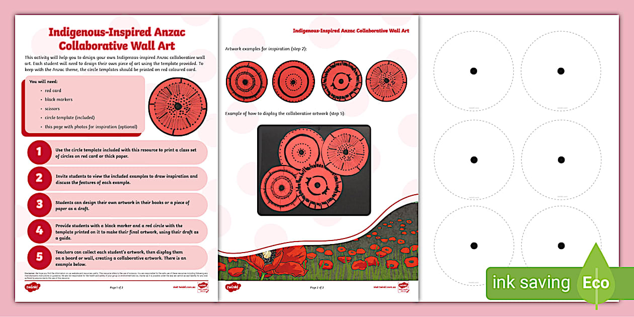 Indigneous Inspired Anzac Collaborative Wall Art - Twinkl