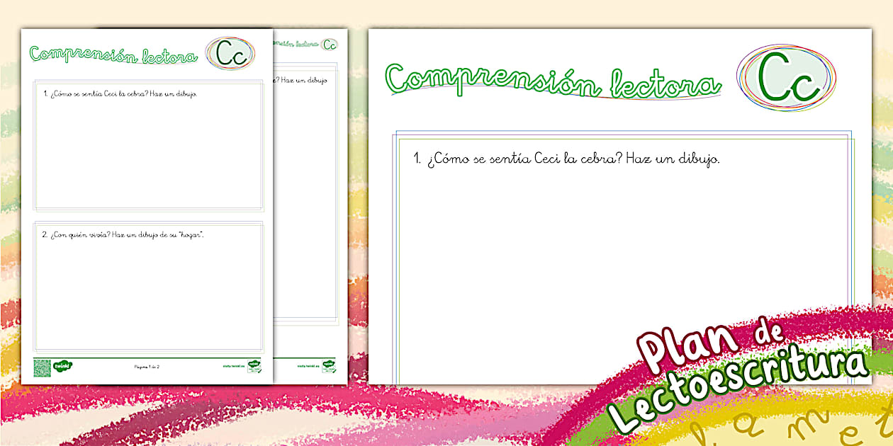 Plan de lectoescritura: La letra C - Comprensión lectora