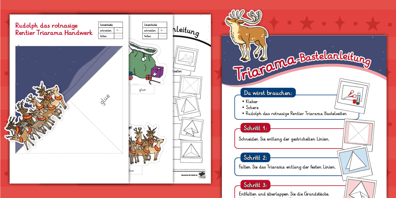 Rudolph das rotnasige Rentier Triarama Handwerk - Twinkl
