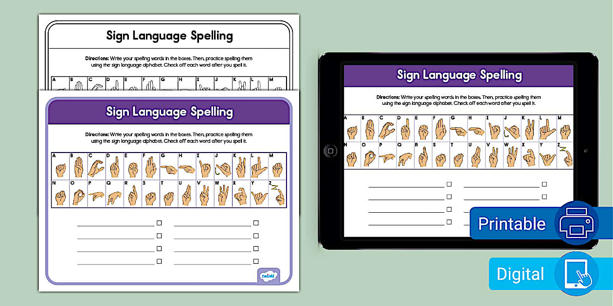 American Sign Language Spelling Worksheet (Teacher-Made)