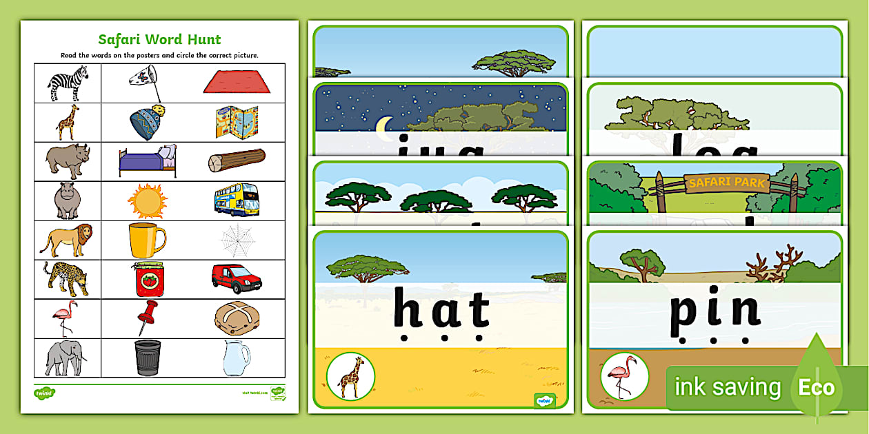 Safari CVC Word Hunt | Twinkl (teacher made) - Twinkl