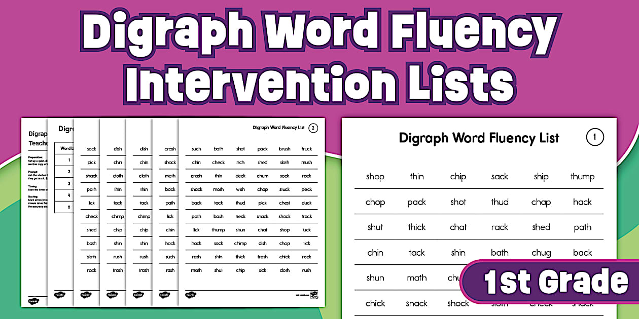 First Grade Digraph Word Fluency Intervention Pack