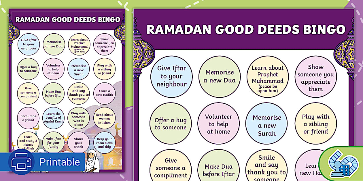 Ramadan Good Deeds Bingo Game - Ramadan Activities - Twinkl