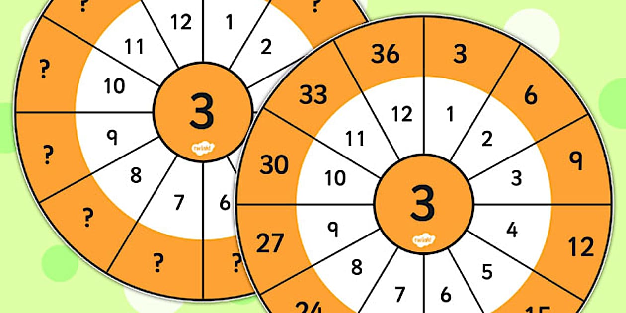 3 Times Table Wheel Cut Outs - Twinkl