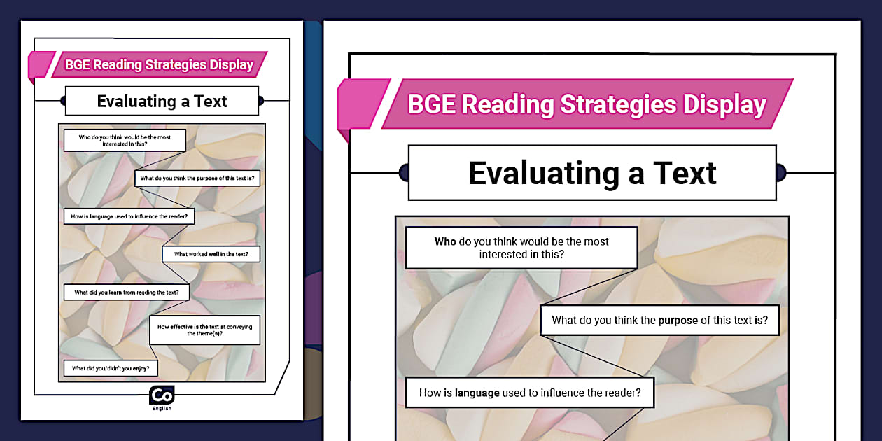 BGE Reading Strategies Display: Evaluating a Text - Twinkl