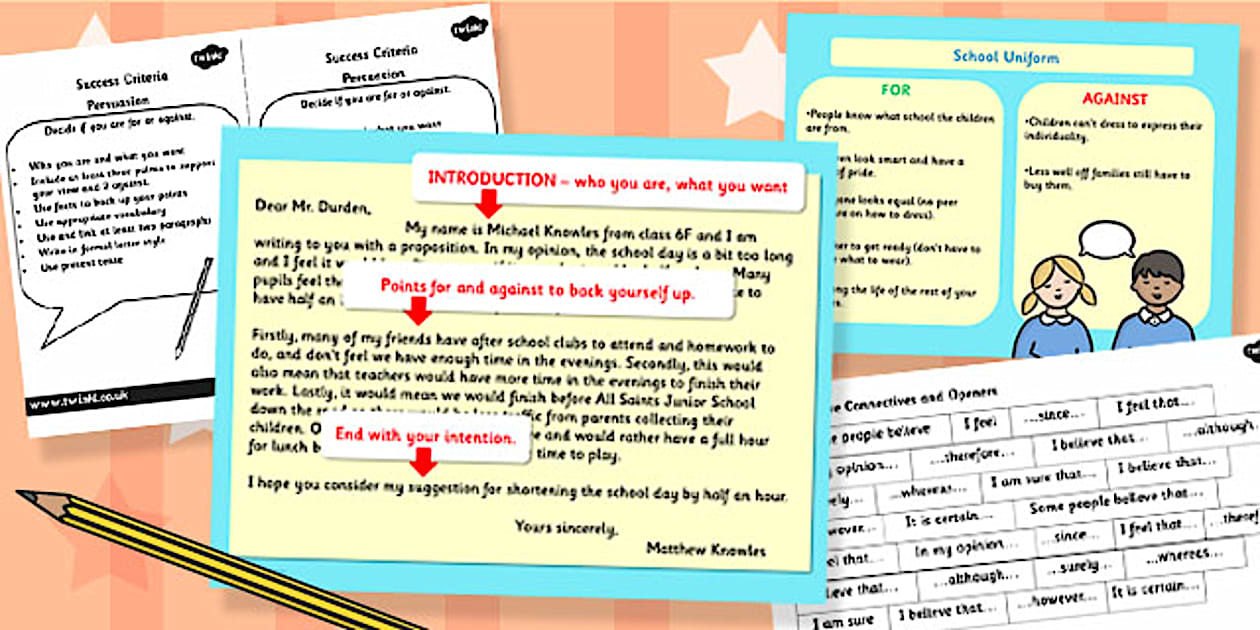 Persuasion PowerPoint and Success Criteria Task Setter Activity Pack
