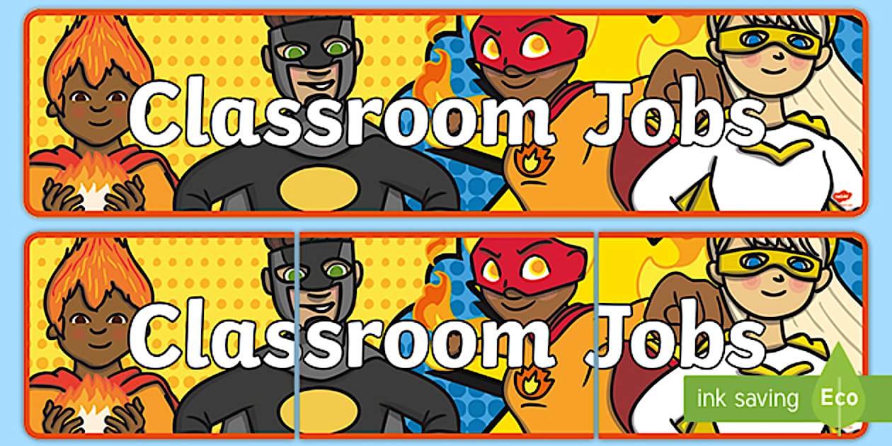 Superhero Classroom Jobs Banner (teacher made) - Twinkl