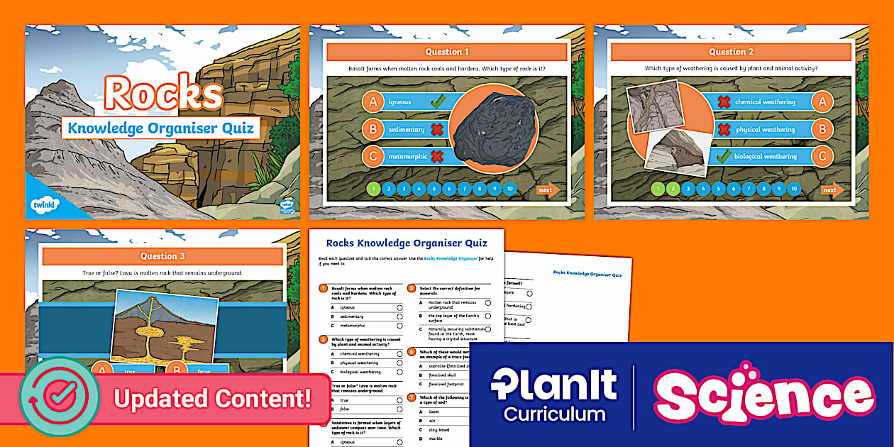 Y3 Rocks Knowledge Organiser Quiz Pack (teacher made)