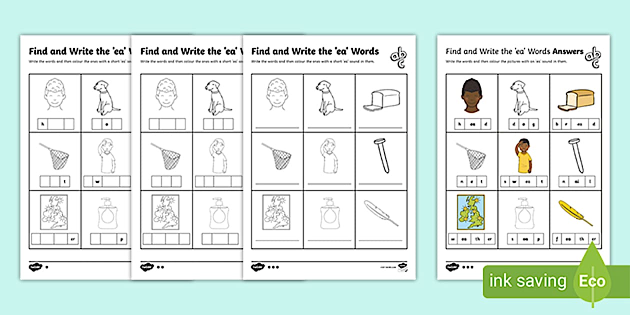 Alternative Short 'ea' Words Differentiated Worksheets