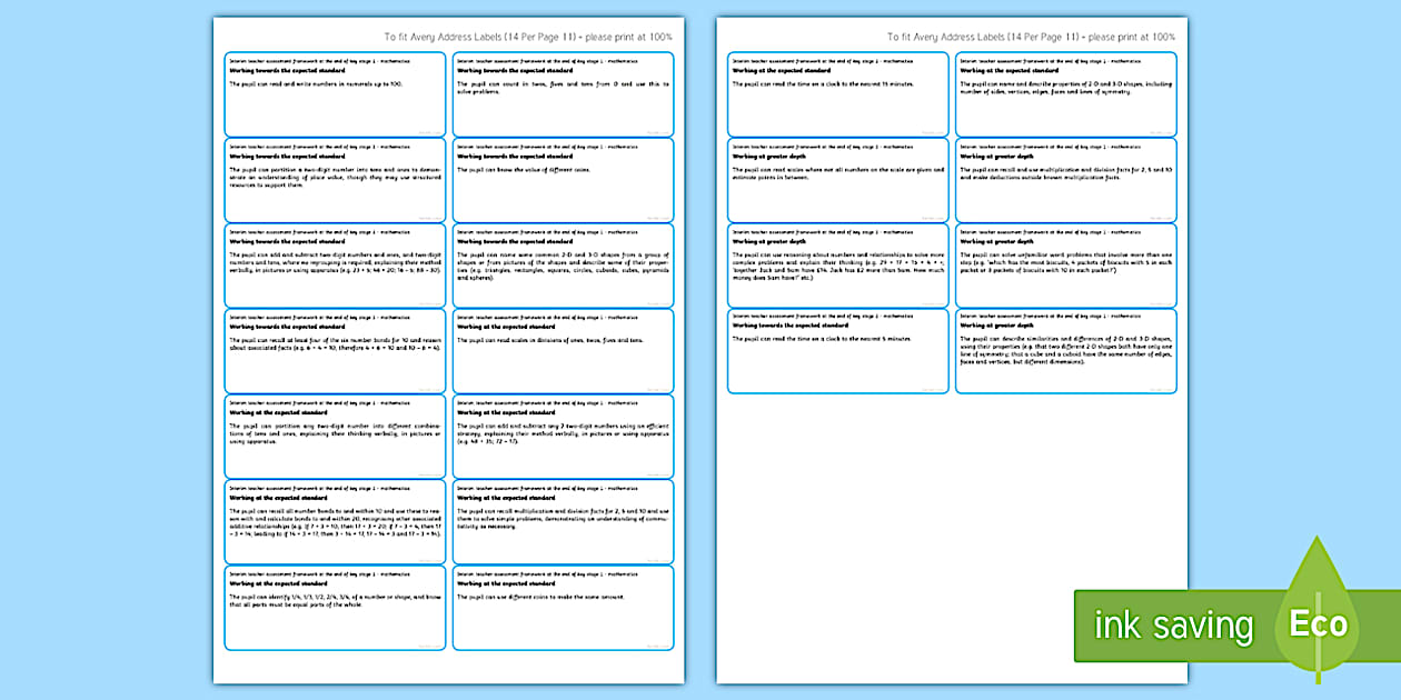 Year 2 TAF (End of KS1) Maths Statements Stickers - Twinkl