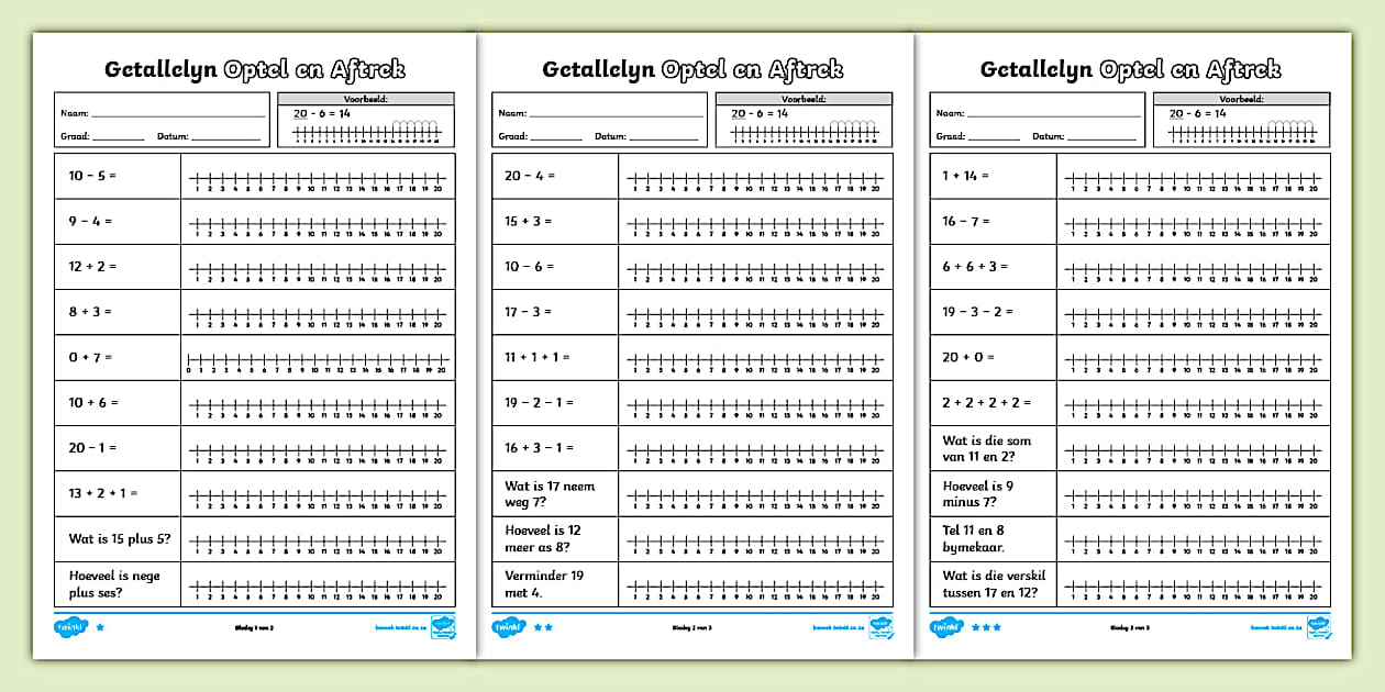 Getallelyn bewerkings Gedifferensieerde Aktiwiteite - Twinkl