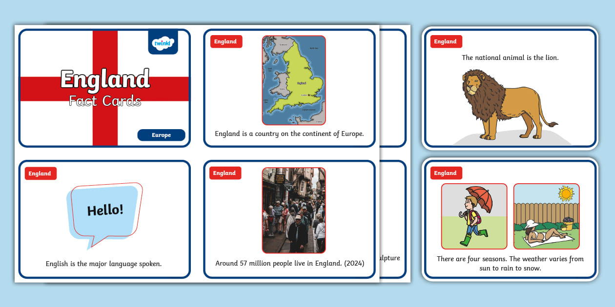 England Fact Cards | Facts about England - Twinkl