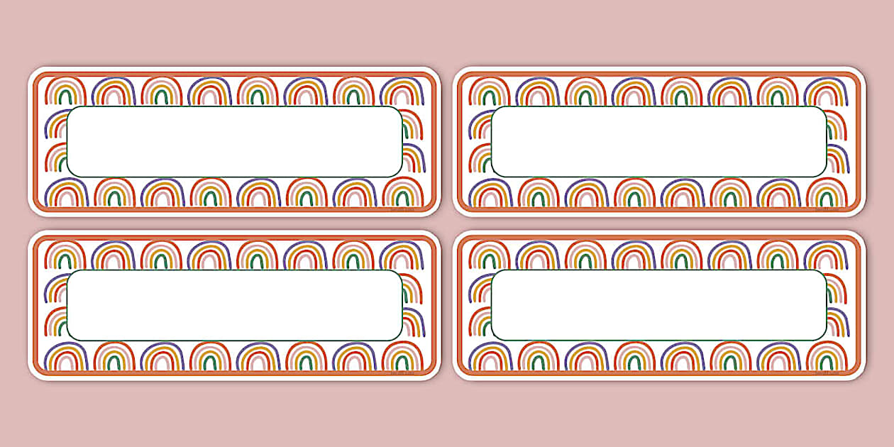 Muted Rainbow Themed Tray Labels (teacher made) - Twinkl