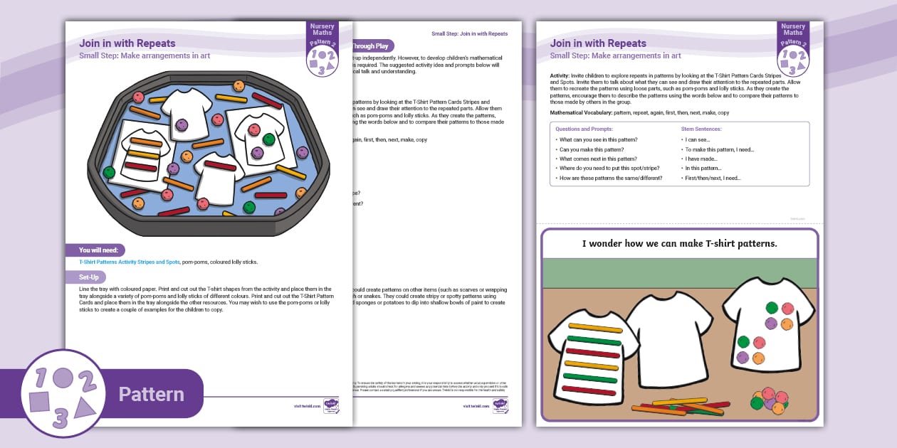 EYFS Nursery Math Pattern Join in With Repeats Play Tray