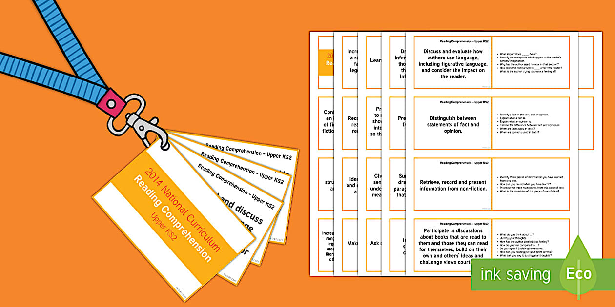 Lanyard Sized Reading Comprehension Objectives Cards - KS2
