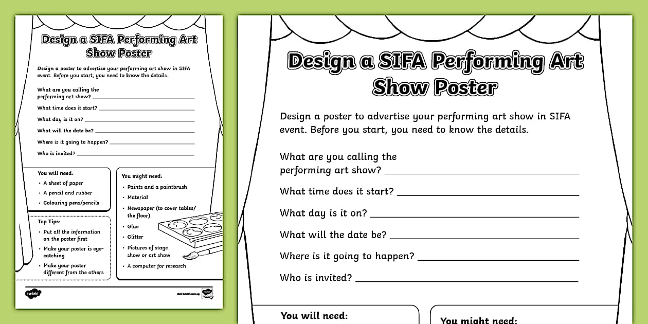 Singapore International Festival of Arts Design a Poster Worksheet