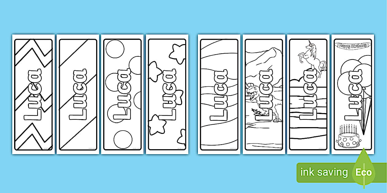 Luca Name Simple Colouring Bookmarks (Teacher-Made) - Twinkl