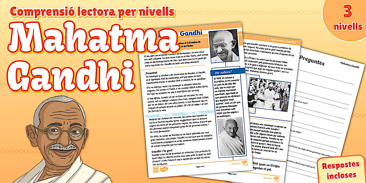 Comprensió lectora per nivells: Mahatma Gandhi - Català