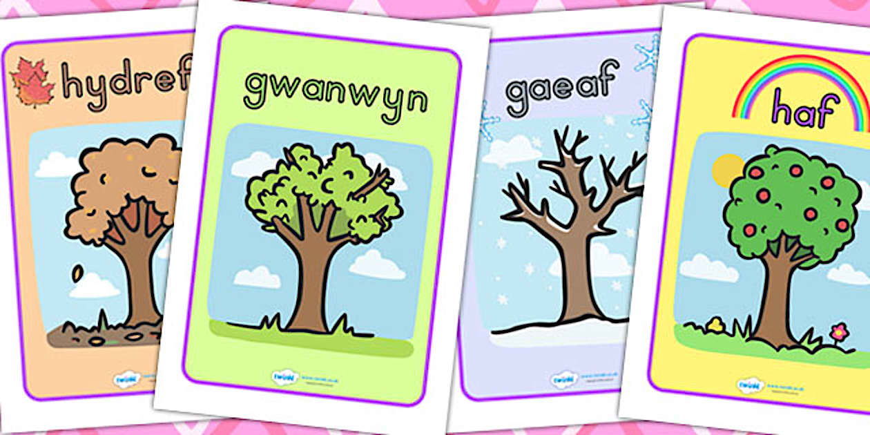 Welsh Seasons Display Posters (teacher made) - Twinkl