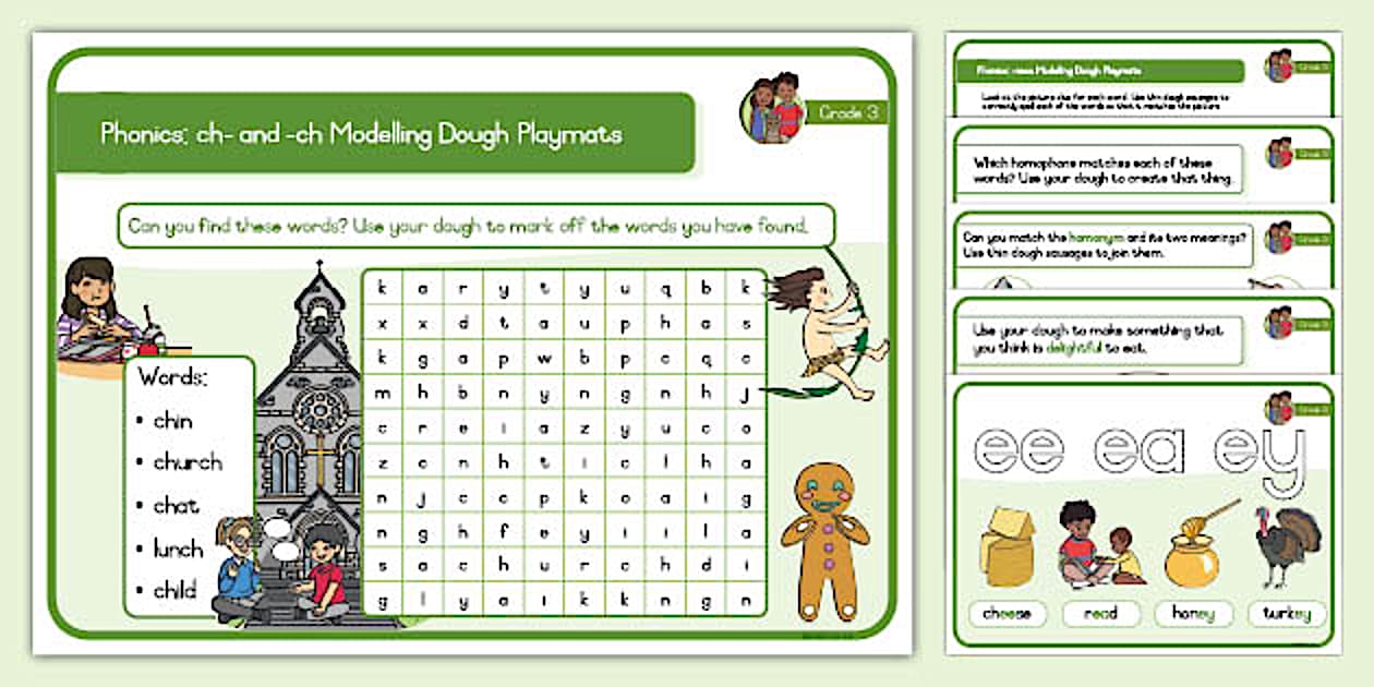 Grade 3 Home Phonics Practice: Modelling Dough Mats Pack