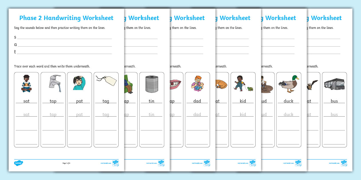 Phase 2 Handwriting Worksheets Letter Formation - Twinkl