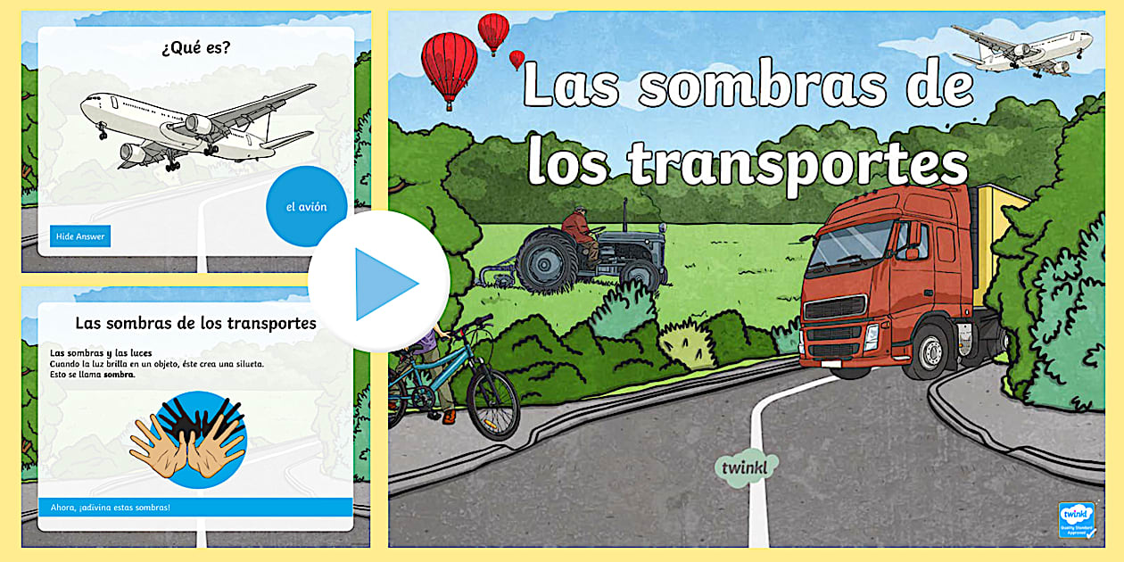 Transport Shadow PowerPoint Spanish (teacher made) - Twinkl