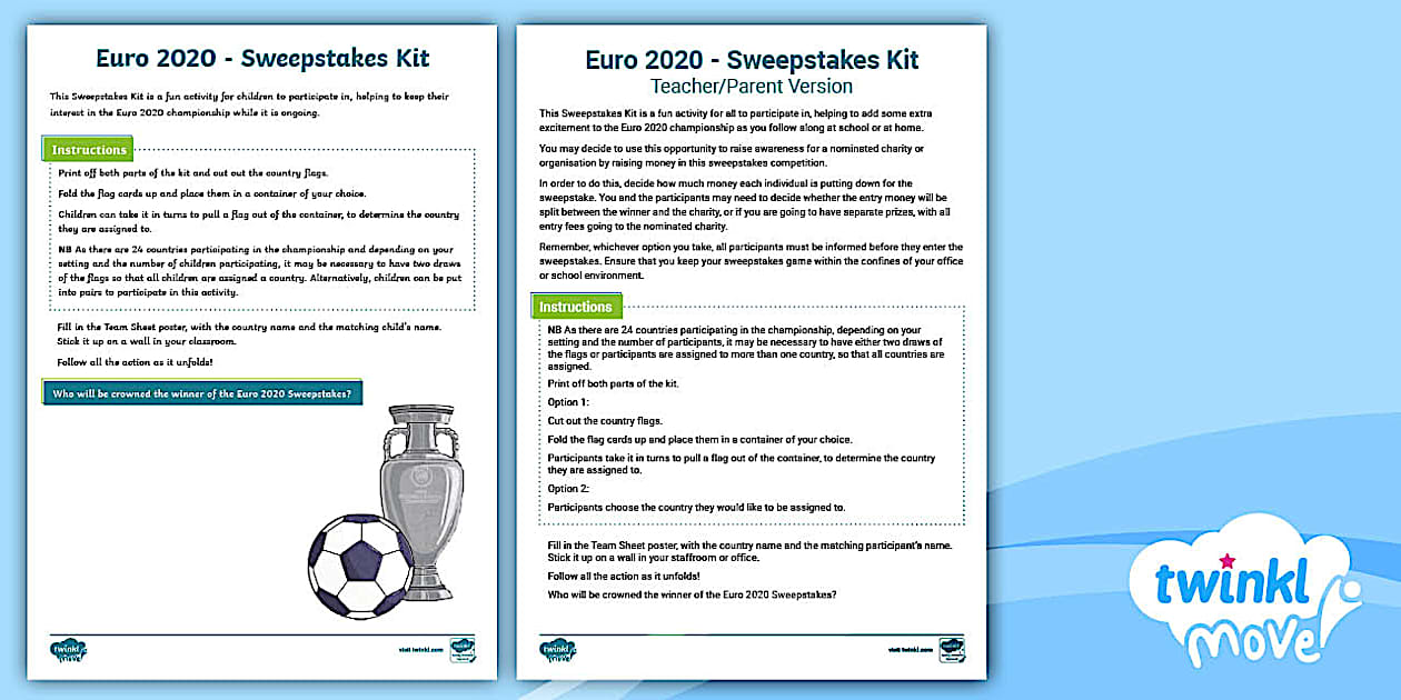 Football Sweepstakes Kit - Twinkl Move PE - Euro 2020