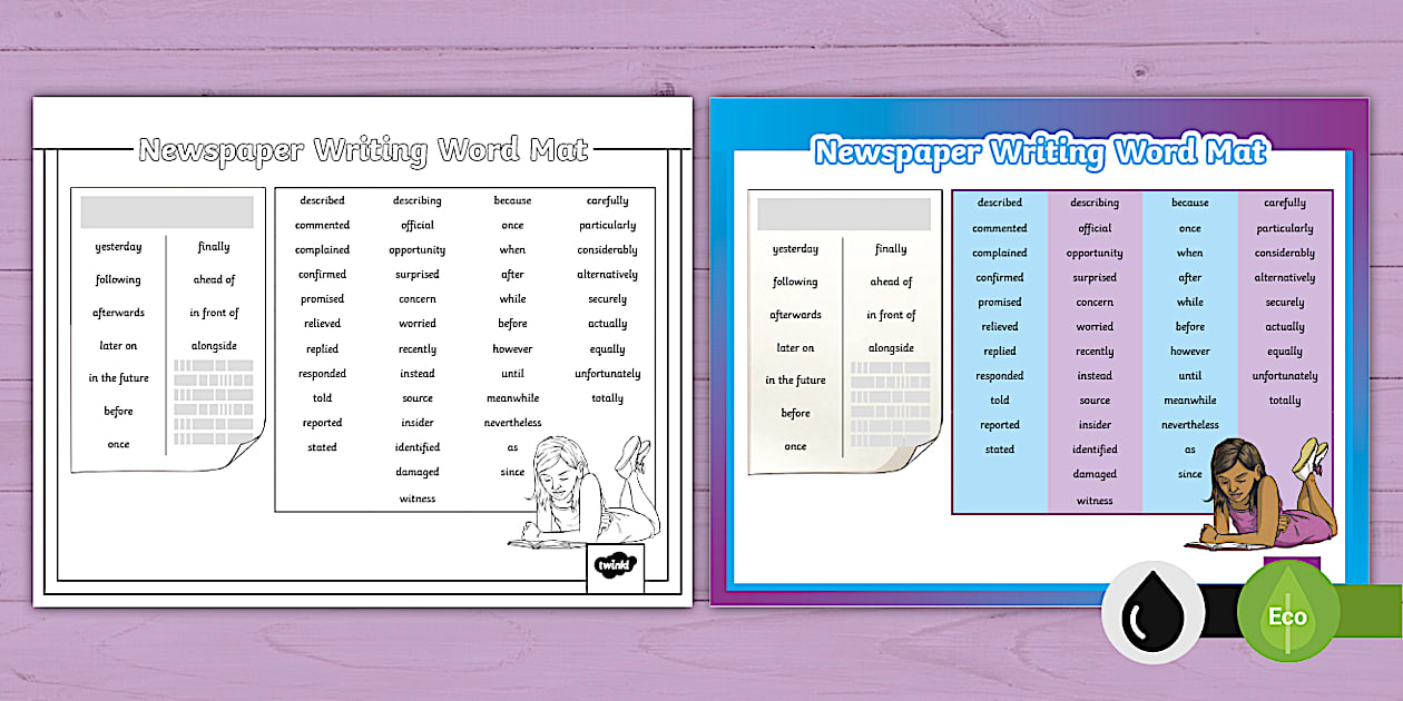 Newspaper Word Mat for Grade 4 Learners I Twinkl Canada