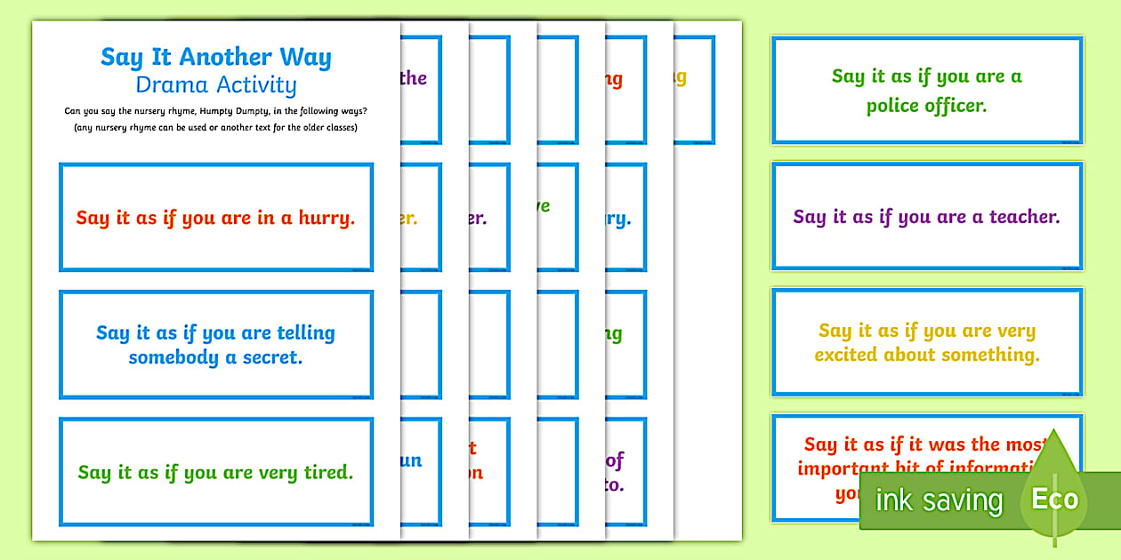 Editable 'Say It Another Way' Drama Activity (Teacher-Made)
