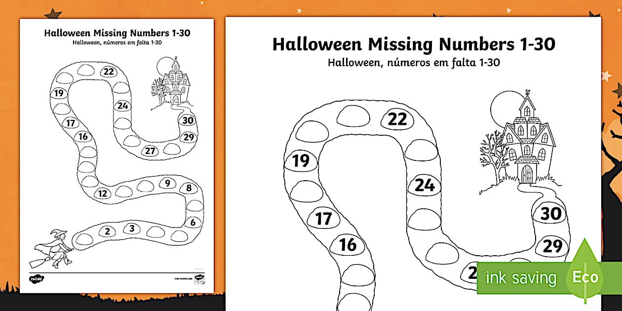Halloween Spooky House Missing Numbers to 30 Worksheet / Worksheet