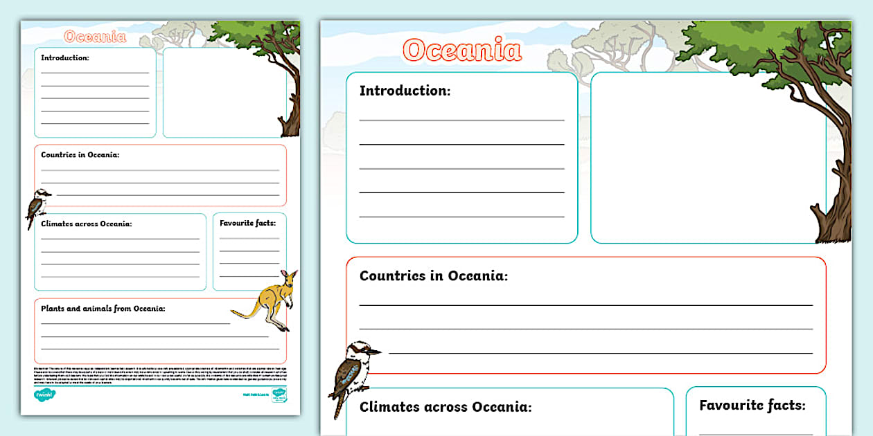 KS1 Oceania Non-Chronological Report Template (Teacher-Made)