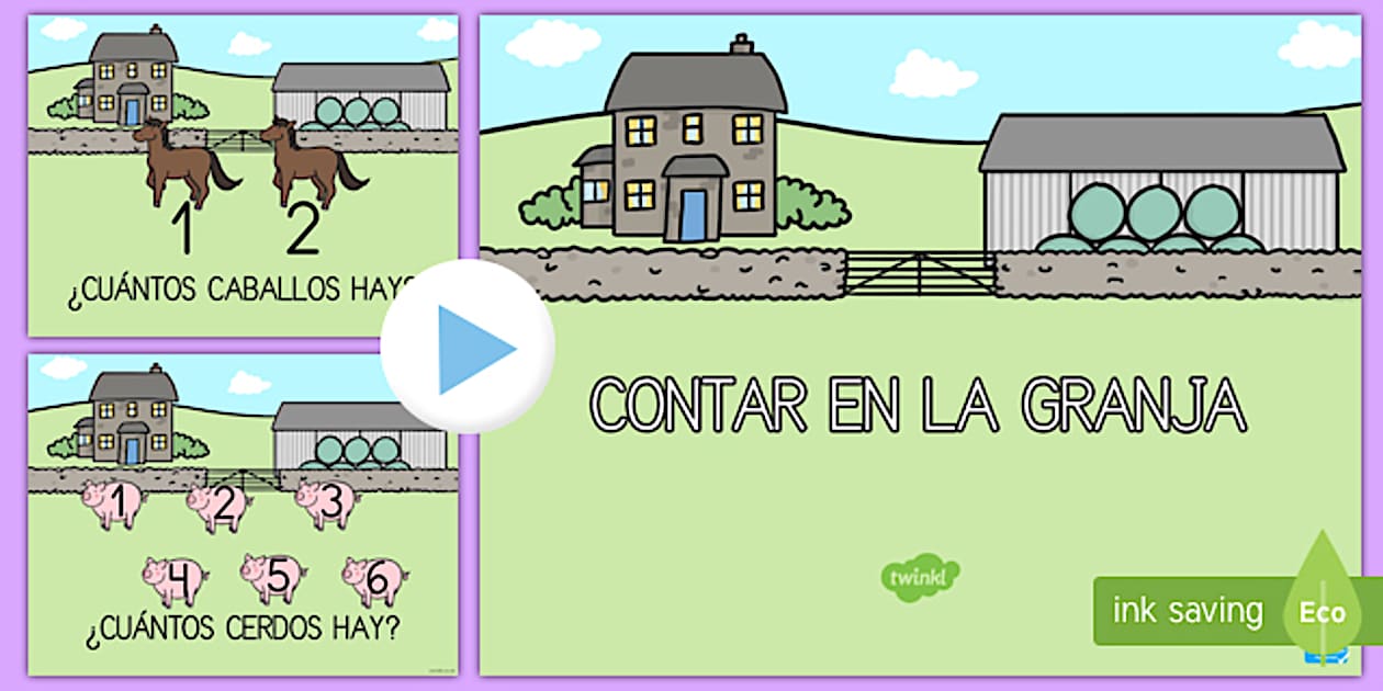 En la granja aprende a contar PowerPoint-Spanish - Twinkl