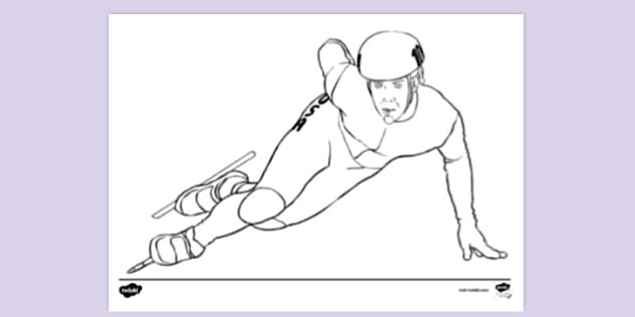 Winter Games Speed Skating Colouring Sheet (teacher made)