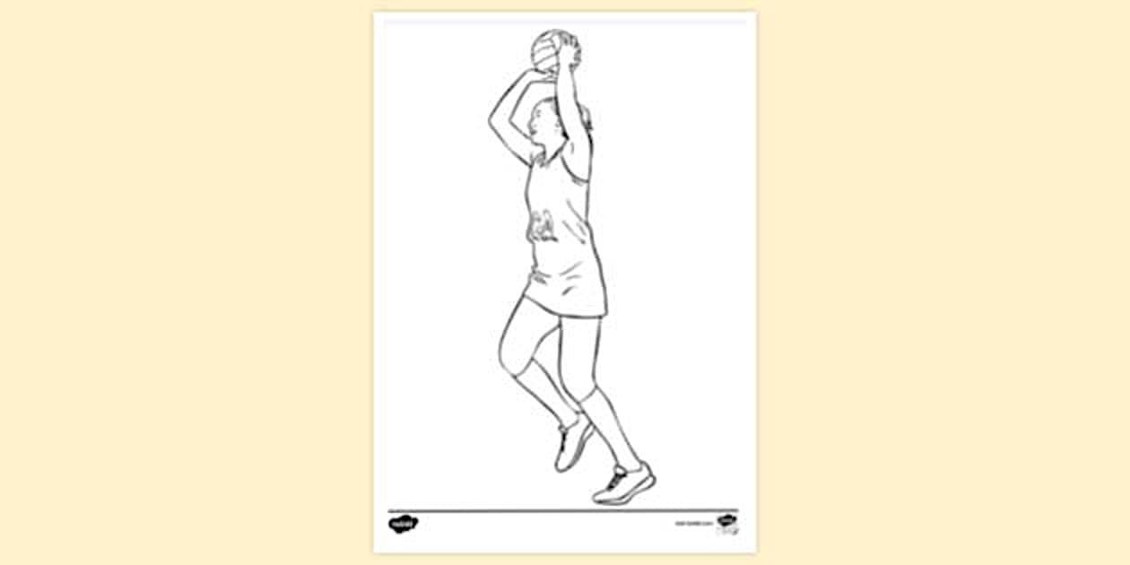 Netball Player Shooting Colouring | Colouring Sheets