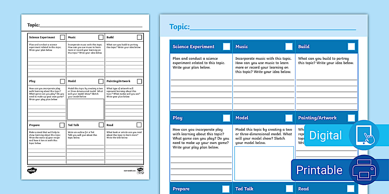 Create Your Own Choice Board for 3rd-5th Grade - Twinkl