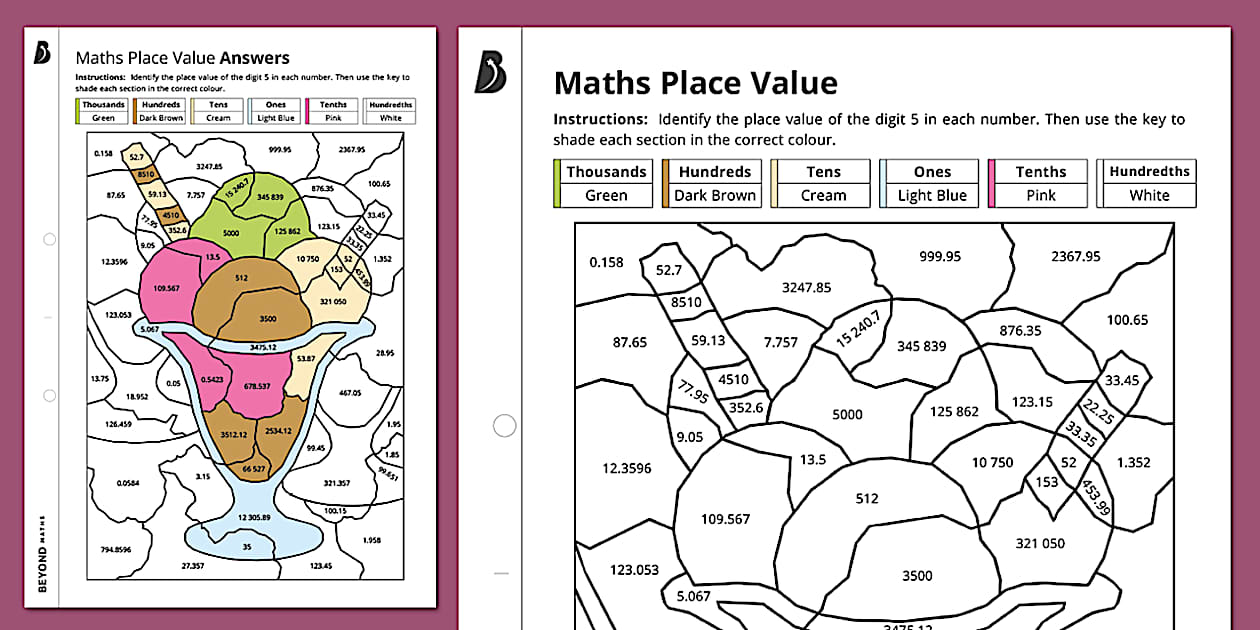 Maths Place Value Color by Number (Teacher-Made) - Twinkl