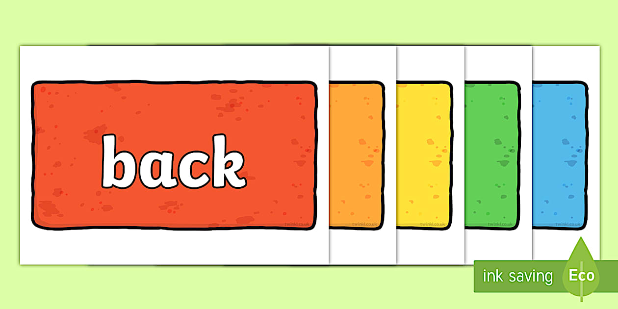 Phase 2 Tricky Words and Decodable Words on Multicoloured Bricks - Phase 2