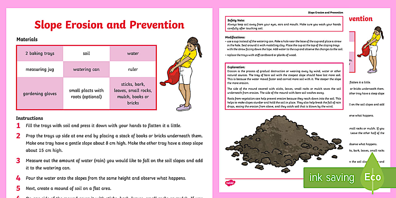 Slope Erosion and Prevention Science Experiment - Twinkl
