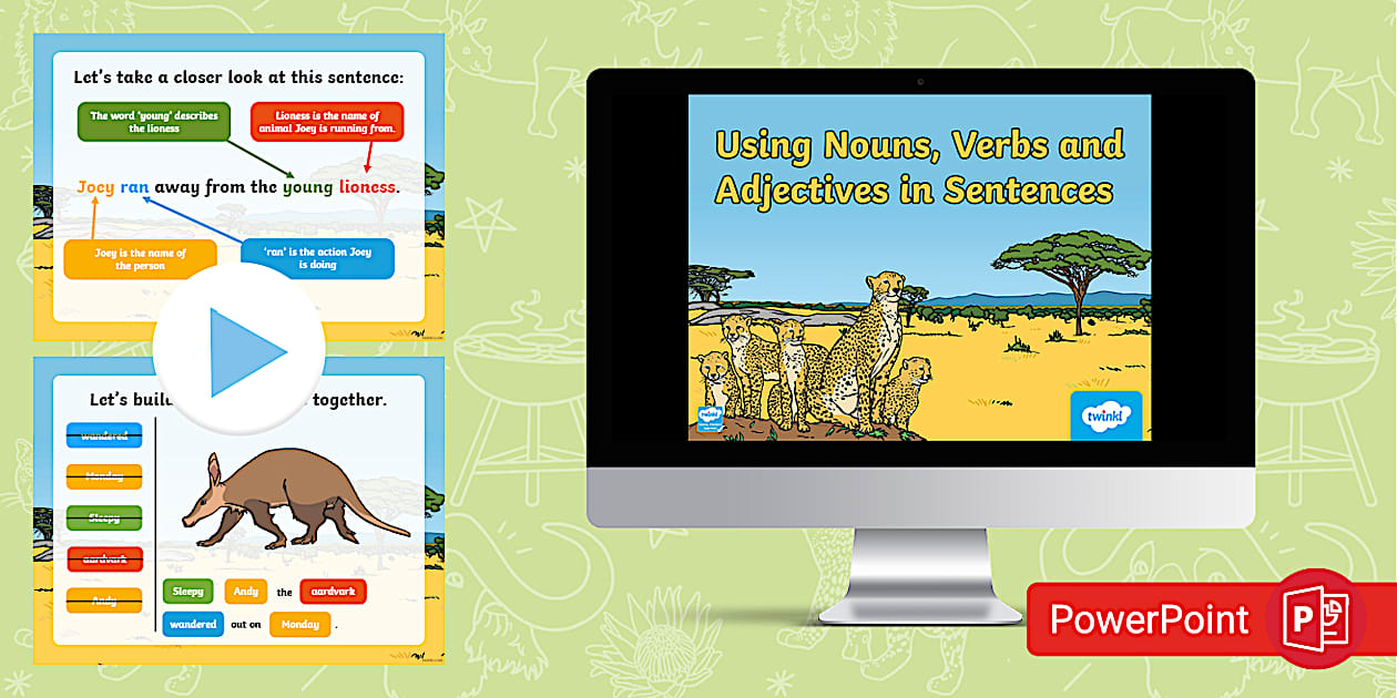 Nouns Verbs And Adjectives PowerPoint | Sentence Practise