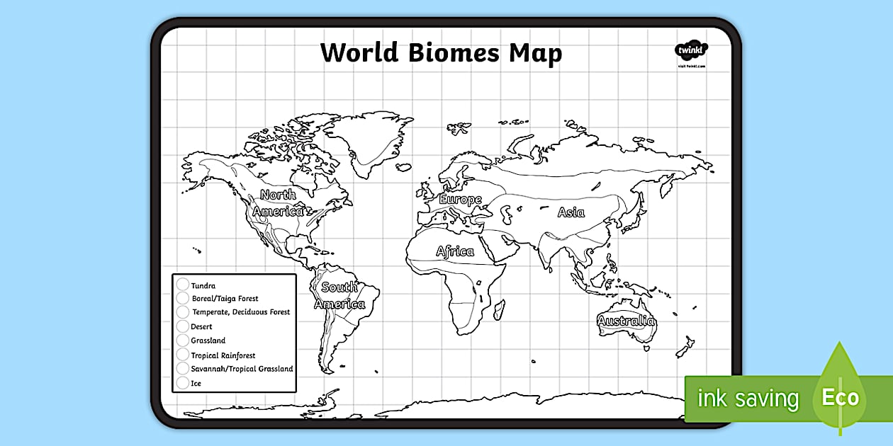 Editable Biomes Labelling Map Activity Display Poster