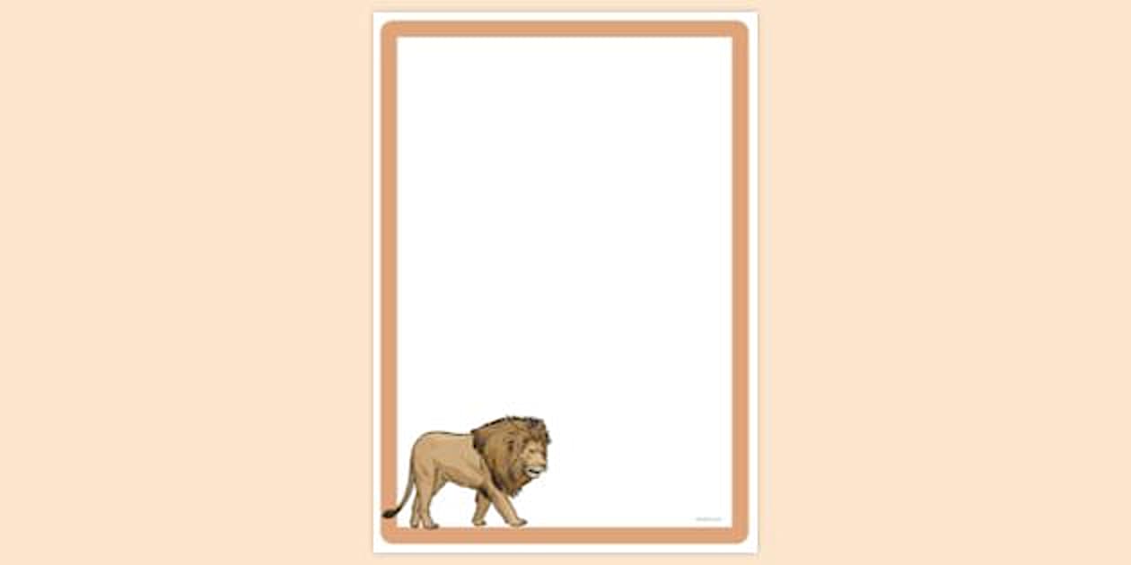 Simple Blank Lion Hunting Page Border | Twinkl - Twinkl