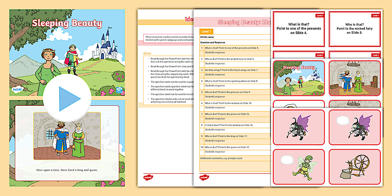 Sleeping Beauty with Blanks Level Question Cards - Twinkl