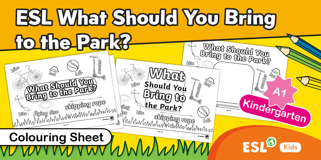 Park Colouring Sheet for Kindergarten ESL (teacher made)
