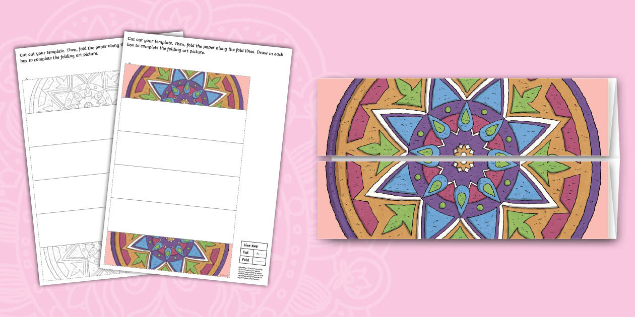 Rangoli Pattern Folding Art Template (teacher made) - Twinkl