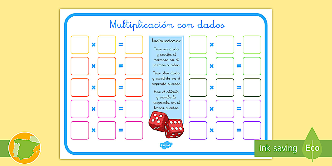 Multiplicación con dados Juego (teacher made) - Twinkl