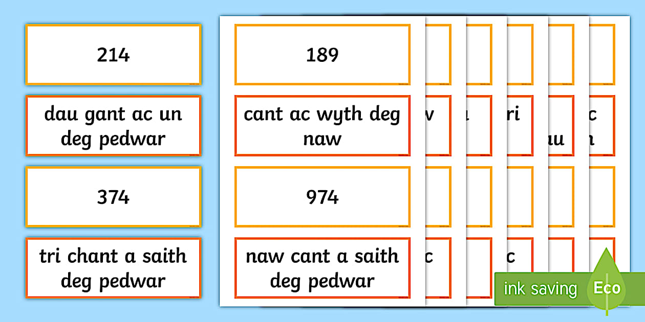 Gêm Cardiau Darllen Rhifau Hyd At 1000 (teacher made)