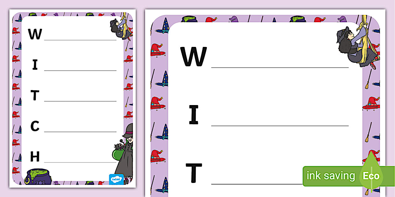 Witch Acrostic Poem Template | Poetry Resources | Twinkl