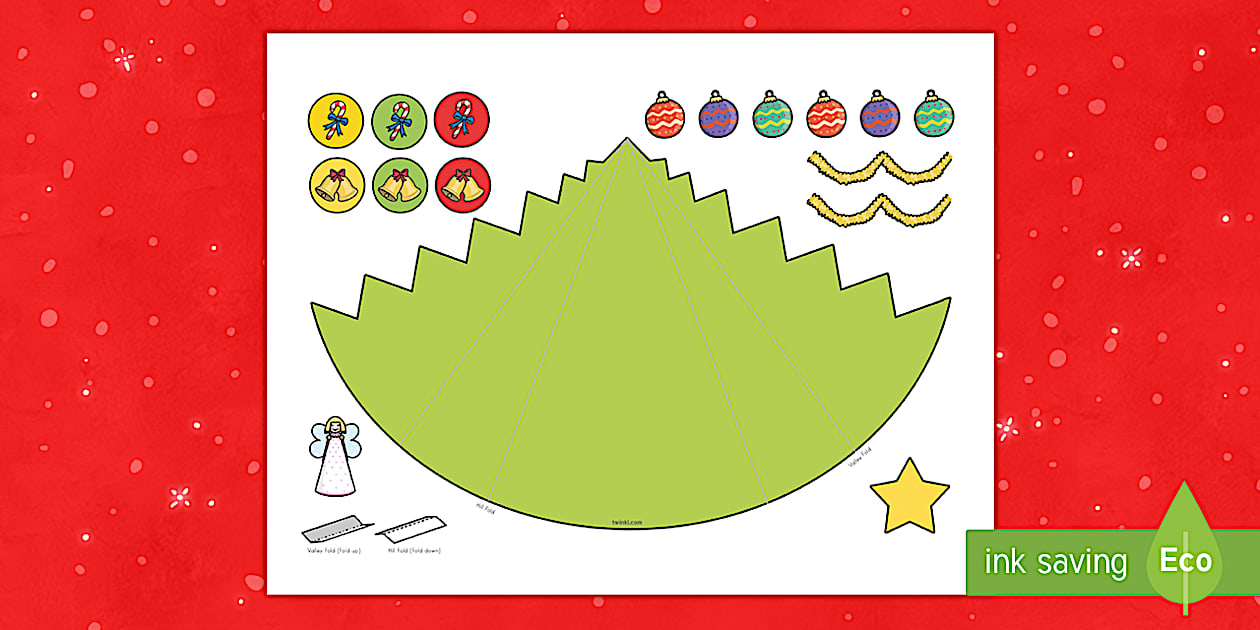 Black and White 3D Christmas Tree Paper Craft Activity