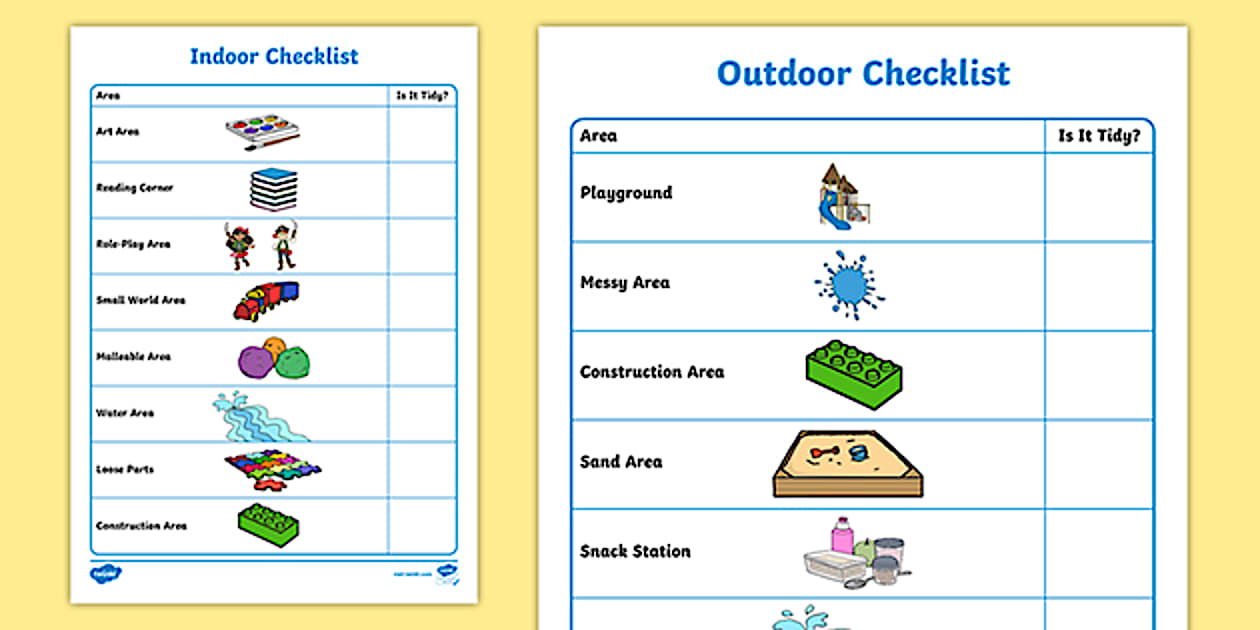 Editable EYFS Tidy-Up Checklist (teacher made) - Twinkl